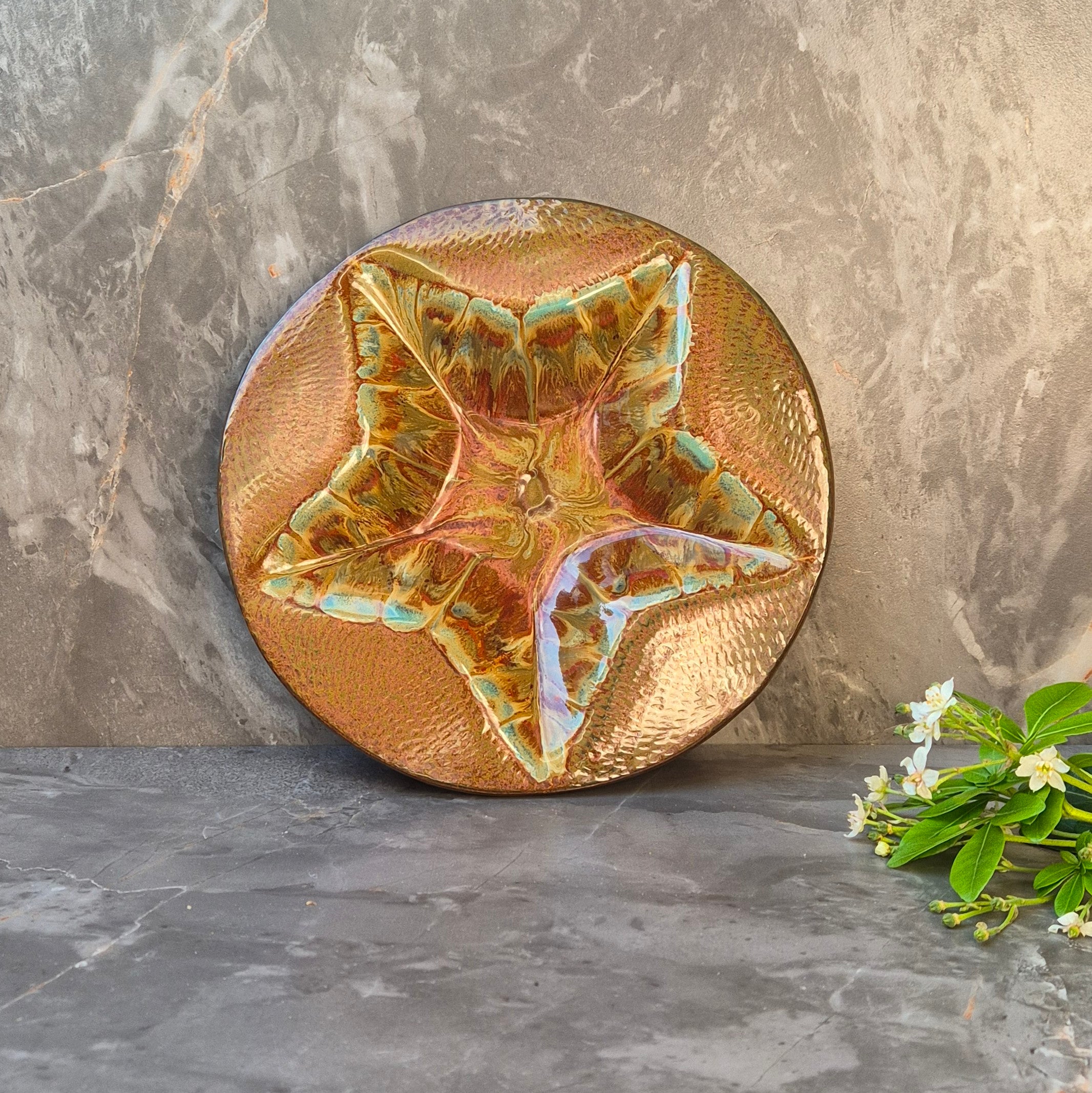 Peacock Cascade Star Dish - FFC216M – Far Forest Ceramics Ltd